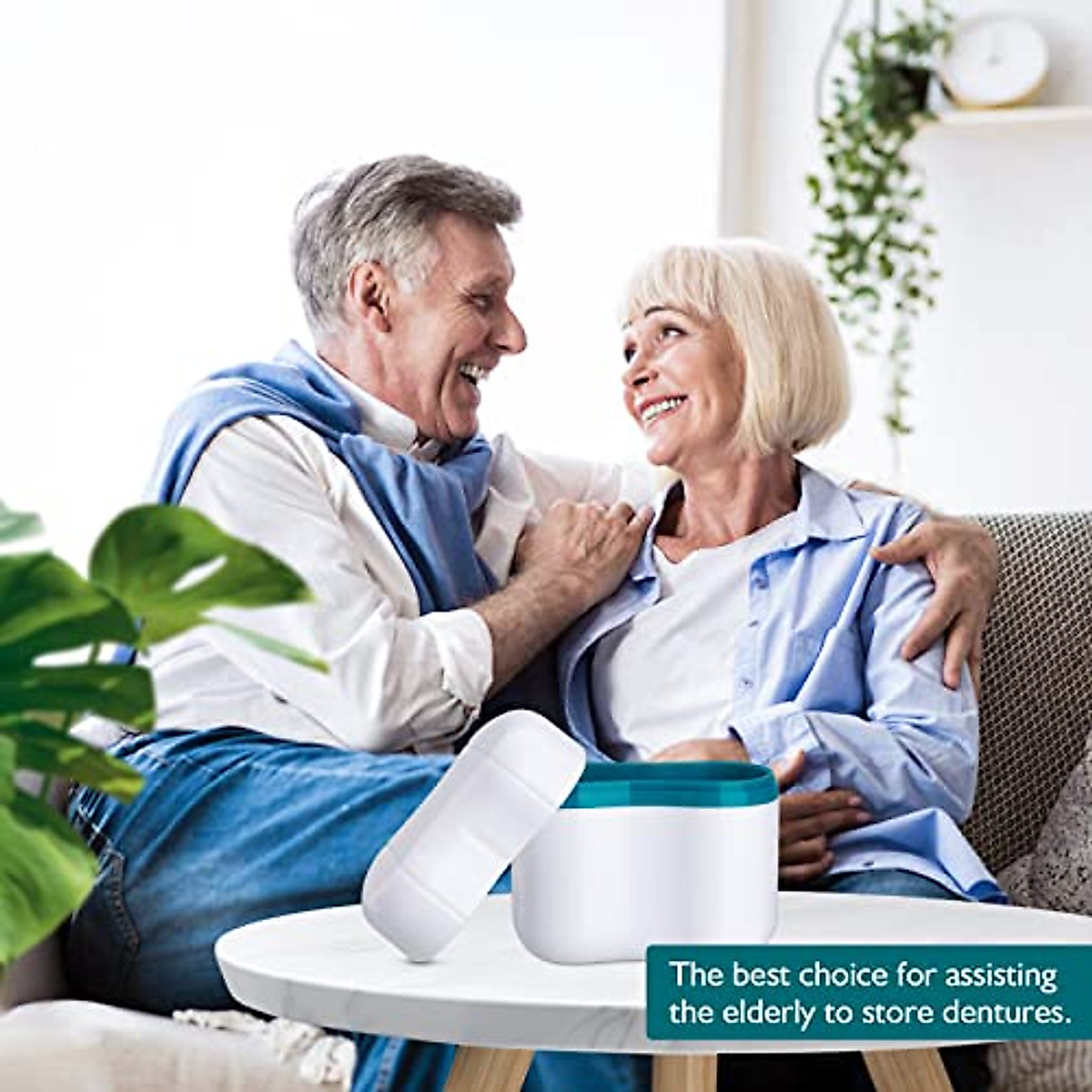 LVCHEN Denture Cleaning Case - Soaking Cup False Teeth Container Denture Storage Case with Strainer Basket for Travel Cleaning Complete Clean Care for Dentures and Clear Braces