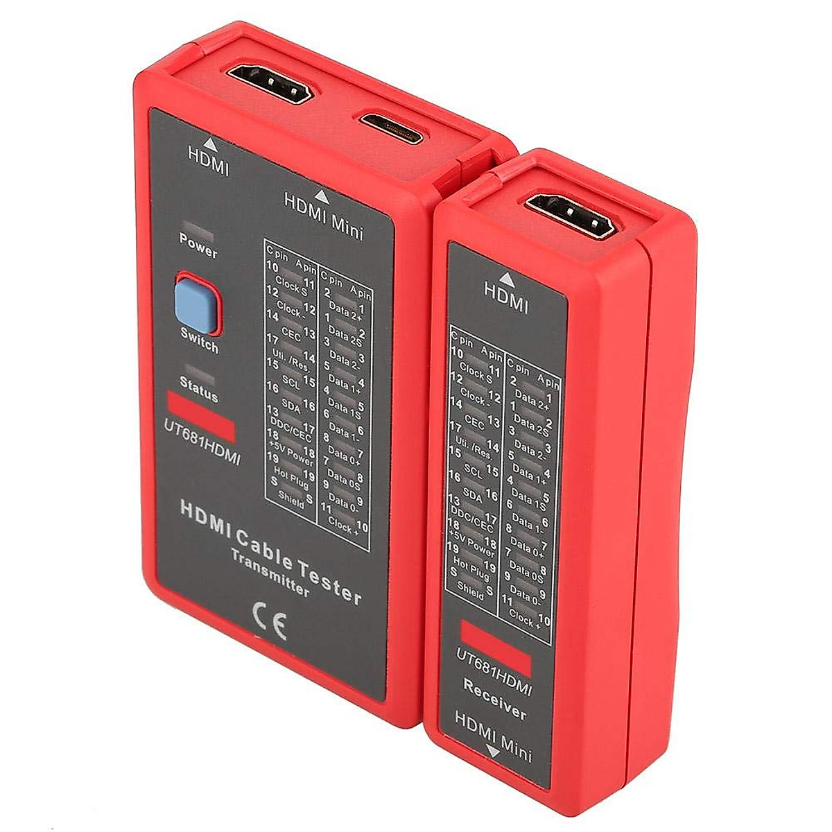 HDMI Mini-HDMI Battery Operated Data High Definition Cable Tester Continuity Checker 20 LED Light Status Indictor to Check Disorder Short Open and Cross Connection