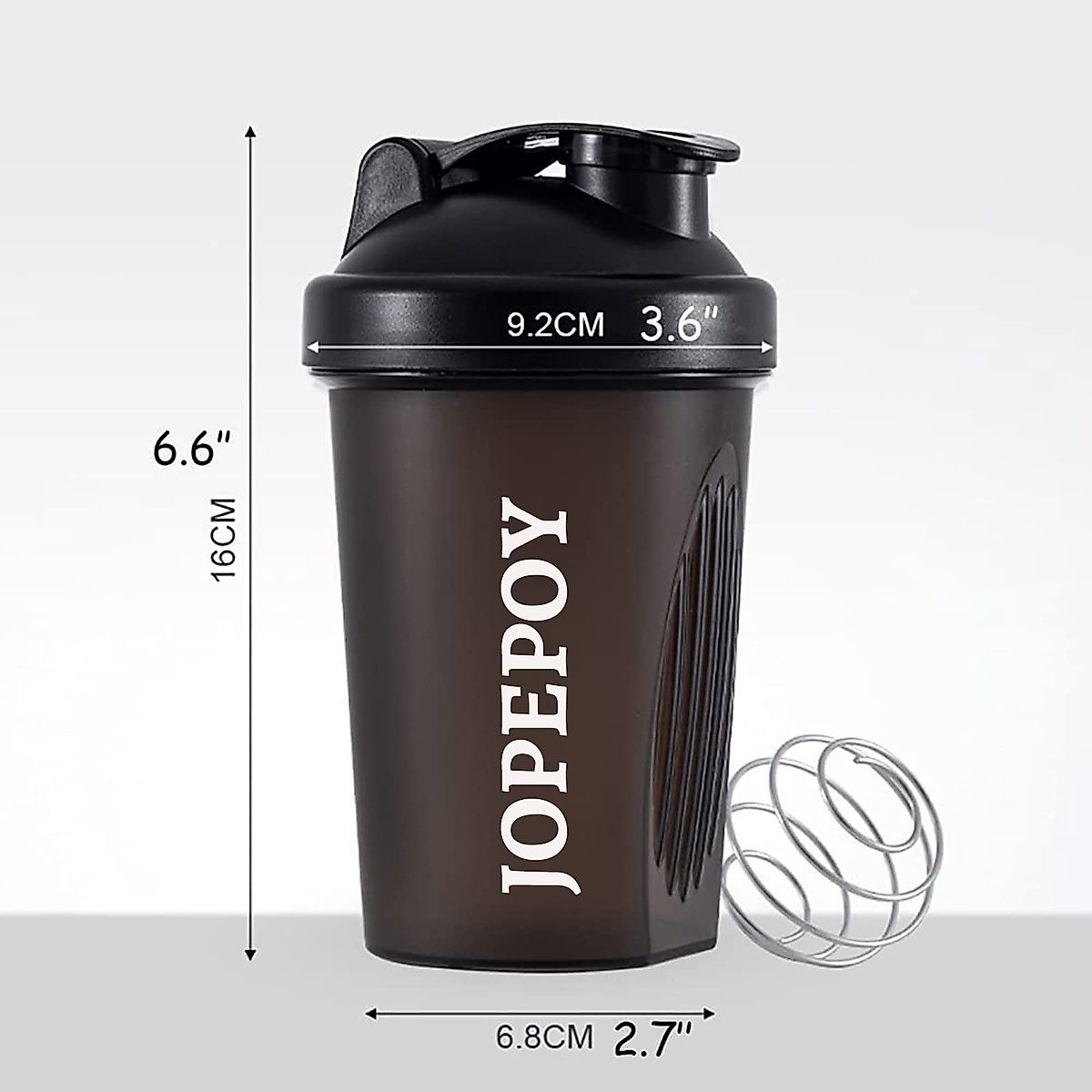 JOPEPOY 2PCS 400 ML Classic Loop Top Shaker Bottle,Protein Shaker Cup with Stirring Ball,Multi-Function water bottle for sports and outdoor (400ML (16 oz), Purple)