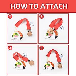 Baby Food Grade Silicone Teether Toy with Pacifier Clip Holder,Teething Pain Relief Toys Gift Set for 3 Months+ Boys and Girls,Freezer Safe,BPA Free (Sushi)