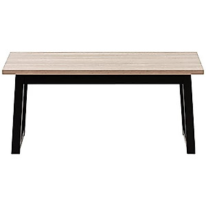 Signature Design by Ashley Waylowe Modern 3-Piece Dining Set, Includes Table and 2 Benches, Black & Beige