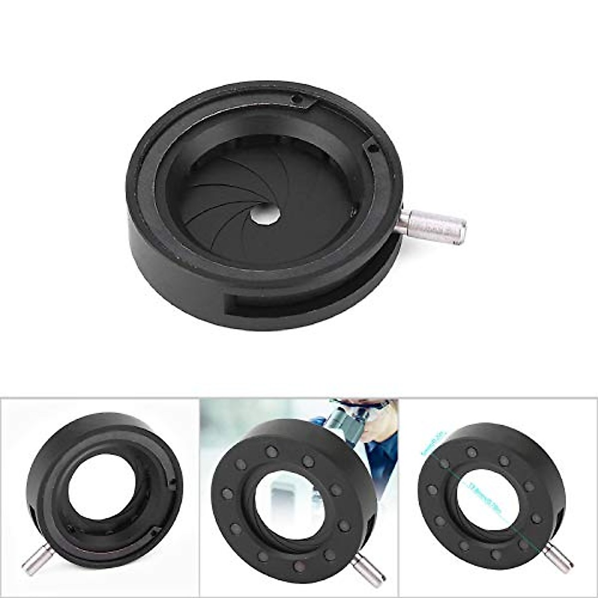 Iris Diaphragm, Microscope Iris Adapter Aperture Adjustable Lens Optical Diaphragm for Microscope (SK25 with Bas)