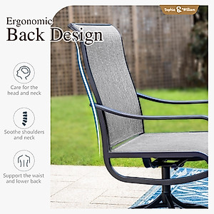 Sophia & William Patio Chairs Set of 2, Swivel Outdoor Chairs Textilene Patio Dining Chairs Heavy Duty with Metal Frame Support 300lbs for Lawn Yard Garden All Weather Grey