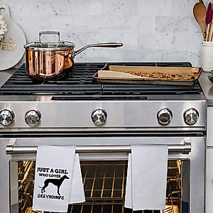 BDPWSS Greyhound Kitchen Towel Pet Dog Lover Gift Just A Girl Who Loves Greyhounds Dish Towel for Dog Owner Dog Mom Gift (Girl Lover Greyhounds TW)
