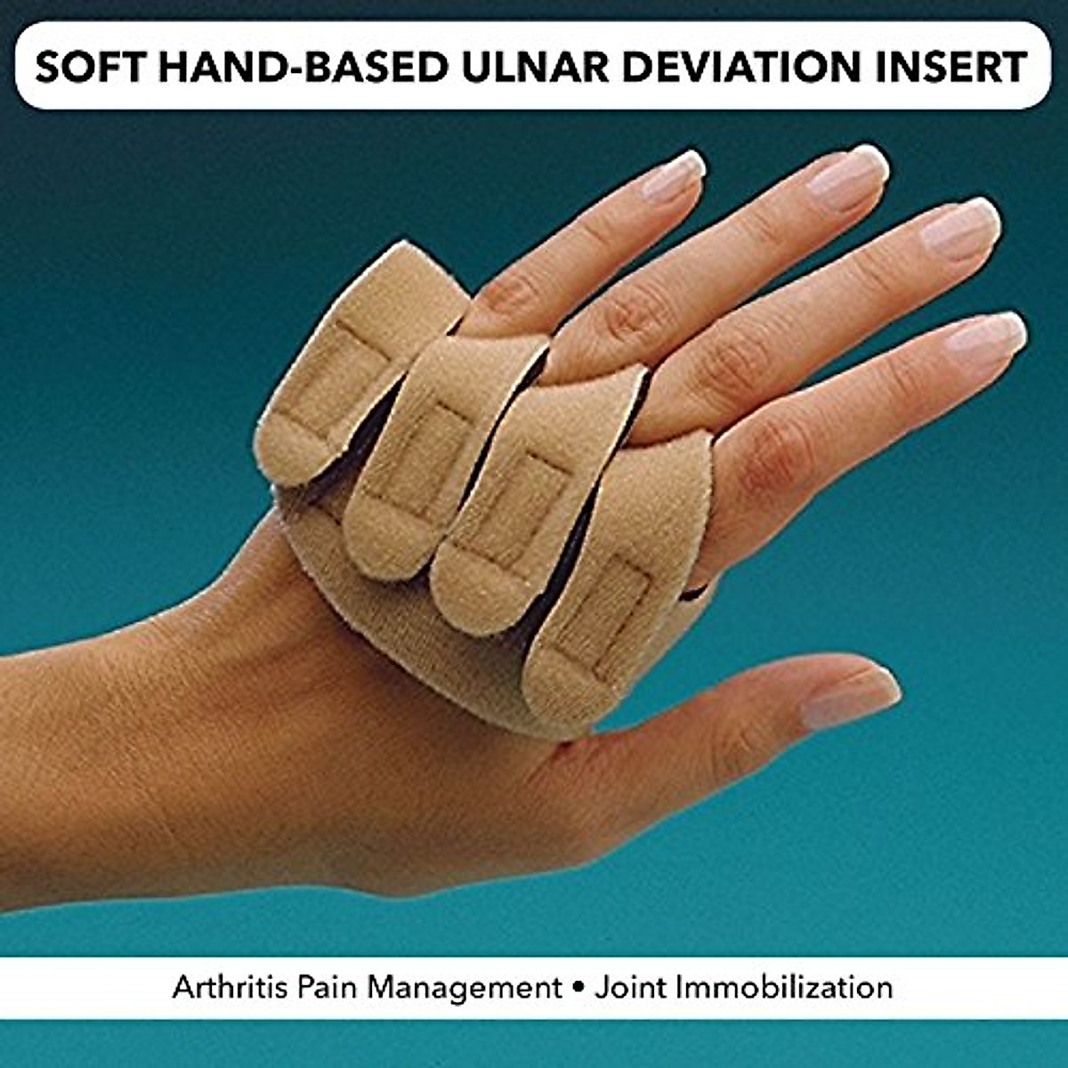 Rolyan Soft Hand-Based Ulnar Deviation Insert for Right Hand, Short Splint Insert for Joint Alignment, Aligns the Knuckle Joints in the Hand and Fingers for Pain Relief and Mobility, Small