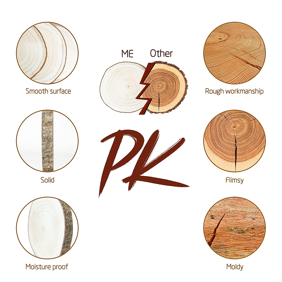 OBTANIM 5 Pcs Natural Wood Slices 6-7 Inch Large Unfinished Round Wooden Circles with Tree Bark for Table Centerpieces DIY Painting Crafts Wedding Christmas Ornaments