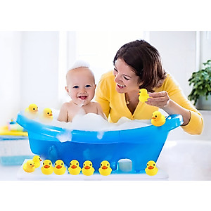 Bath Duck Toys 12 PCS Yellow Rubber Ducks Squeak & Float Ducky Baby Shower Pool Toy for Toddlers Kids Boys Girls