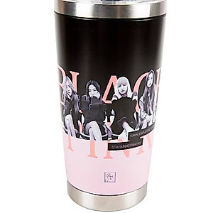 Maxerkeep 20OZ Tumbler with Leak-Proof Straw Lid & Flip Lid， 2 Metal Straws,1 Cleaning Brush，Insulated Coffee Mug Water Cup Black and Pink water bottle jisoo jennie rose lisa