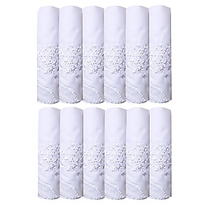 Bulk New Embroidery Ladies White Flower 100% Cotton handkerchiefs