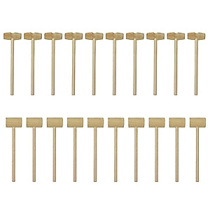 LC LICTOP Mini Wooden Hammers Small Wood Mallets Hammers for Chocolate Natural Hardwood Crab Lobster Seafood Mallets 20pcs (Round + Oval Combination)