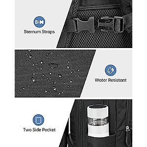 17 Inch Laptop Backpack for Men, TSA Approved Large Computer Backpack with USB Charging Port, Water Resistant Travel Business Backpack for Women, Anti Theft Carry on Daypack College Office Bag, Black