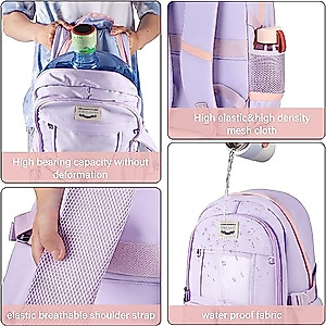 VIRTUREVI Girls Backpack for School Backapck for Teen Girls Waterproof School Bag BookBag for Girls Purple