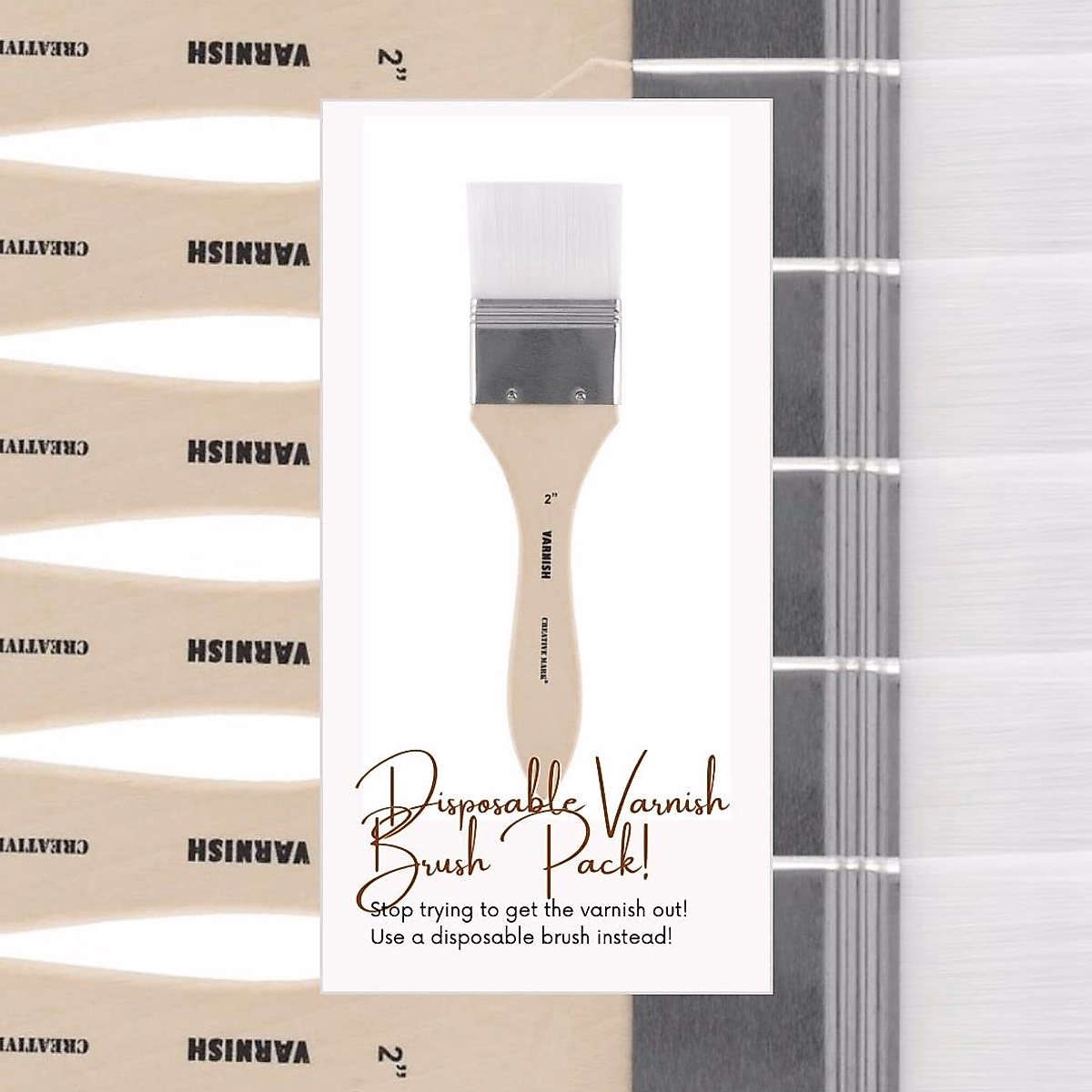 Creative Mark Disposable Varnish Brush Set - Single-Use Disposable Brushes for Varnish, Most Paints, Gesso, & More! - 6-Pack