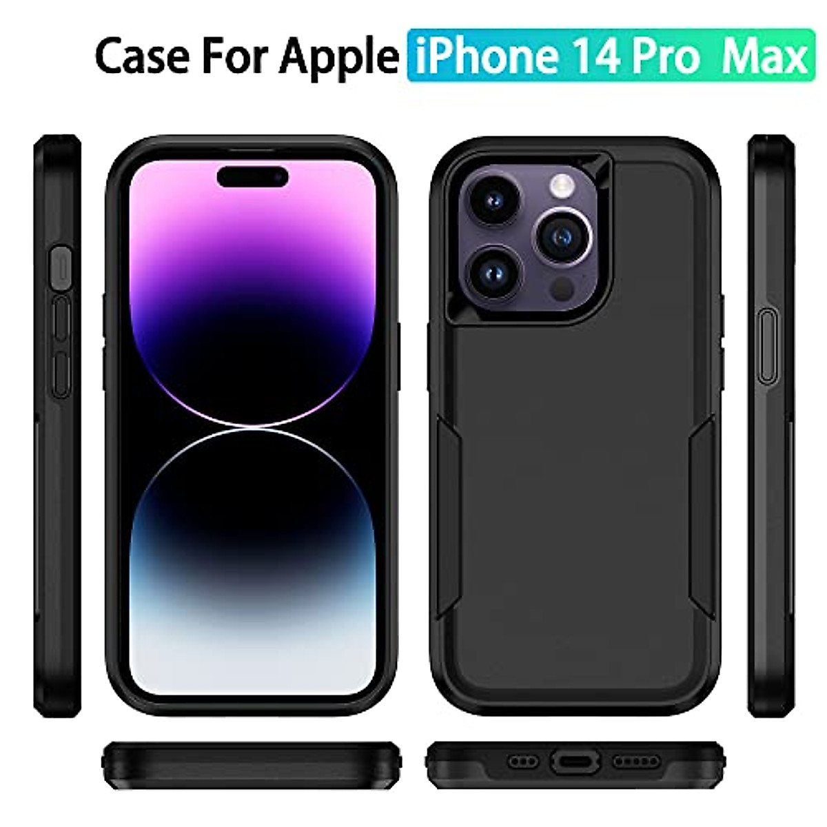 Hsefo Designed for iPhone 14 Pro Max Case, Heavy Duty Protection Shockproof Dropproof Dustproof Anti-Scratch Cover Protective Phone Case for iPhone 14 Pro Max -Black
