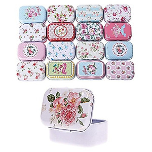 Ximimark 4Pcs Mini Flower Tin Trinket Jewelry Coin Box Tinplate Storage Case Small Rectangular