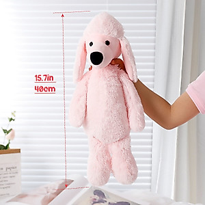 Poodle Plush Toy, 16 inch Stuffed Animal Throw Plushie Pillow Doll, Soft Pink Fluffy Puppy Dog Hugging Cushion - Present for Every Age & Occasion, Pink Poodle