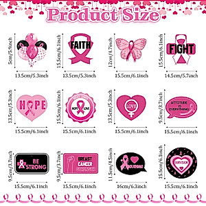 24 Pieces Breast Cancer Awareness Hanging Swirl Decorations Breast Cancer Party Ceiling Decor Pink Ribbon Faith Strength Courage for Charity Theme Party Favors