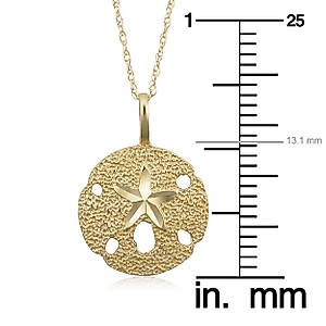 Kooljewelry 14k Yellow Gold Sand Dollar Starfish Pendant Rope Chain Necklace (18 inch)
