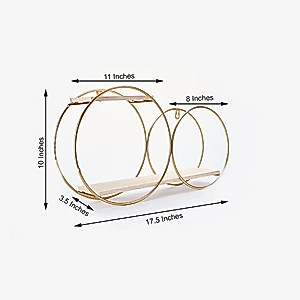 Efavormart 2-Tier Geometric Floating Shelf, Wall Hanging Shelves with Gold Double Hoop Design - 10" H x 18" L for Living Room, Bedroom, Kitchen, Bathroom, Study Room, Garden Sheds, Wall Decoration