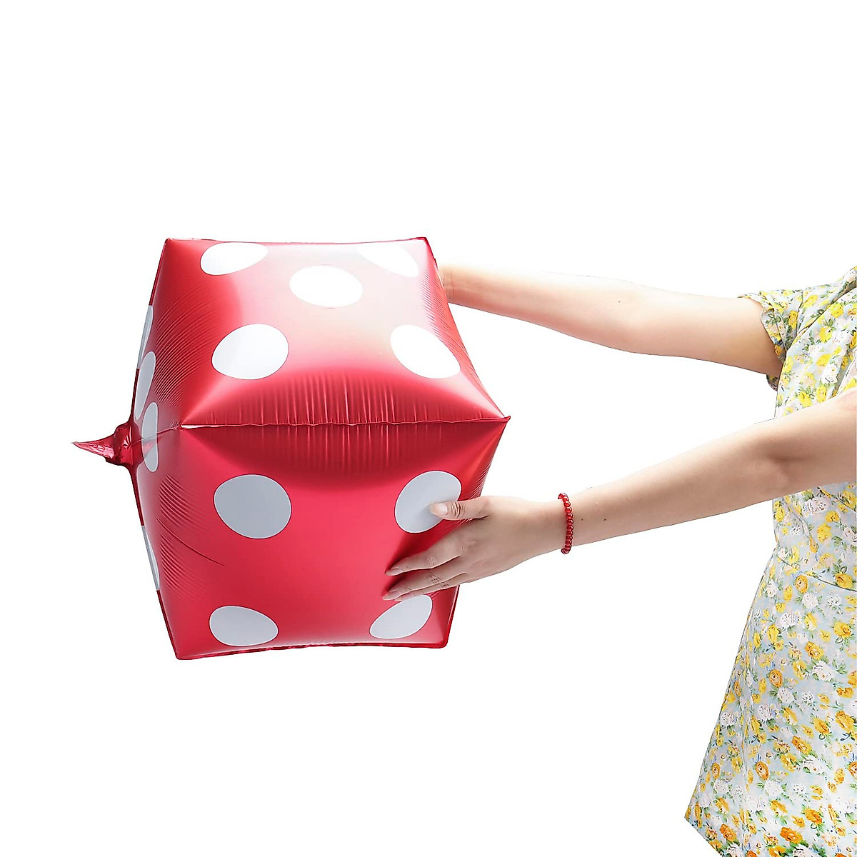 10 Pcs Cube Foil Balloons 24 Inches Square Dice Foil Balloon 4D Mylar Balloon for Party Decorations Party Supplies,Red