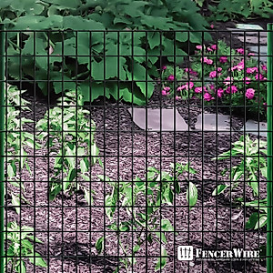 Fencer Wire Vinyl Coated 16 Gauge Welded Fence Wire Roll, Mesh Size 2-Inch x 3-Inch, Black Metal Garden Fencing Wire Grid Hardware Cloth, Multiple Use for Home Improvement