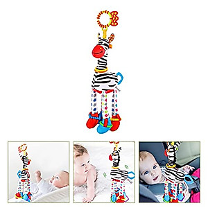 Toddmomy Stuffed Educational Sensory Animals Ster Baby Learning Soft Hanging Toys Toy Bed Pendants Plush Newborn Crib Squeaky Doll Plaything Crinkle Shape Car for Animal Zebra Around