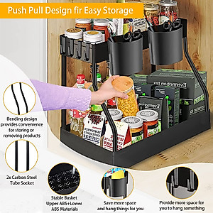 UWBGRT Under Sink Organizers and Storage 2 Pack, Bathroom Organizer 2-Tier Kitchen Cabinet Organization with Hook, Hanging Cup, Multi-purpose Under Sink Shelf Organizer for Home Storage