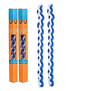 Ner Mitzvah Braided Havdalah Candle - 2-Pack - Round Blue and White Paraffin Wax - Handcrafted Havdallah Candle - Shabbat Judaica Gift