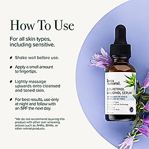 Retinol and Bakuchiol Serum, Anti Aging Serum with Hyaluronic Acid, Niacinamide and Squalane, Wrinkle and Discoloration Correcting Serum