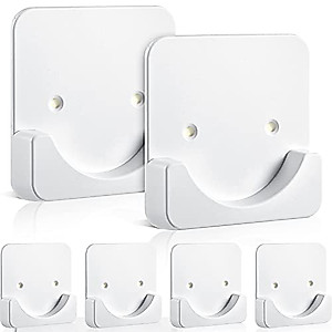 6 Piece Adhesive Shower Curtain Rod tension Holder, Adhesive Wall Mounted Shower Rods Holder Drill-Free Install, Adhesive Rod Mount Retainer, No Drilling, Not Include Shower Curtain Rod (White)