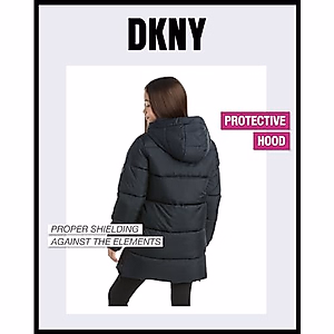 DKNY Girls’ Winter Jacket – Full Length Heavyweight Quilted Puffer Parka – Insulated Water Resistant Coat for Girls (7-16), Size 10-12, Raven Black