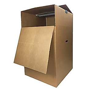Amazon Basics Wardrobe Clothing Moving Boxes with Bar - 24" x 24" x 40", 3-Pack, Brown