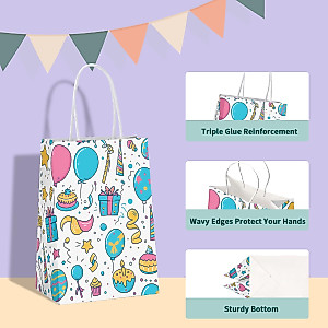 OTURGC Gift Bags 15 Pcs 5.9X3.1X8.2 Paper Bags with Handles bulk,Party Favor Bags Birthday Wedding Mother's Day gift bags Small Paper Shopping Bags,Colorful Retail bags (Balloons)