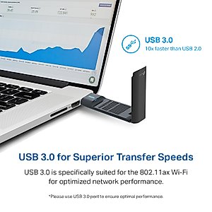 TP-Link WiFi 6E USB Adapter for Desktop PC - (Archer TXE50UH) AXE3000 Tri-Band Wireless Network Adapter, Ultra-Low Latency, MU-MIMO, OFDMA, Refined Security, WPA3, Supports Windows 11/10