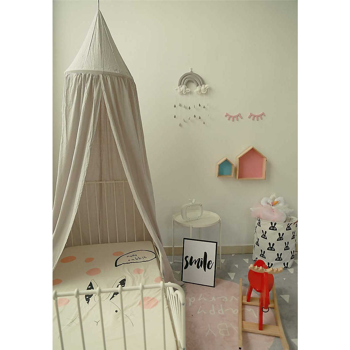 LLBubble Kids Baby Round Dome Bed Canopy Cotton Cloth Mosquito Net Children Indoor Outdoor Castle Play Tent Room Hanging Decoration-Orange