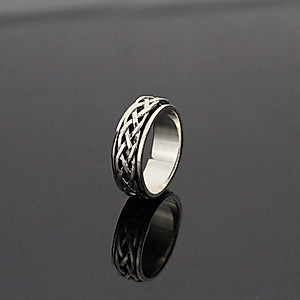 Double Accent Sterling Silver Wedding & Engagement Ring Celtic Design Spinner Wedding Band 8mm (Size 4 to 14) Size 6