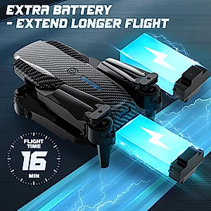 BEZGAR BD101 Drone with 1080P Camera for Adults and Kids - Foldable FPV Remote Control Drone with Gestures Selfie, Auto Hover, One Key Start/Land, 3D Flips, 2 Batteries, Toys Gifts for Boys Girls