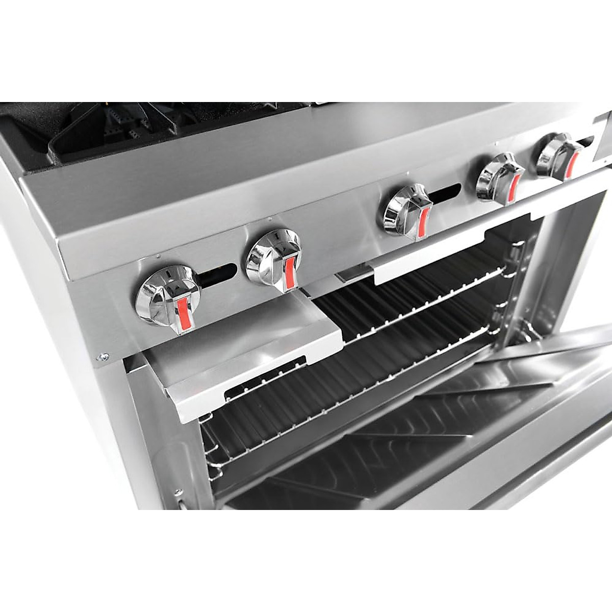 Kratos 36" Wide Commercial Gas Range with 24" Griddle, 2 Burners, and Full Size Oven, Stainless Steel Range for Restaurants, 130,000 BTU, Liquid Propane (29Y-047-LP)