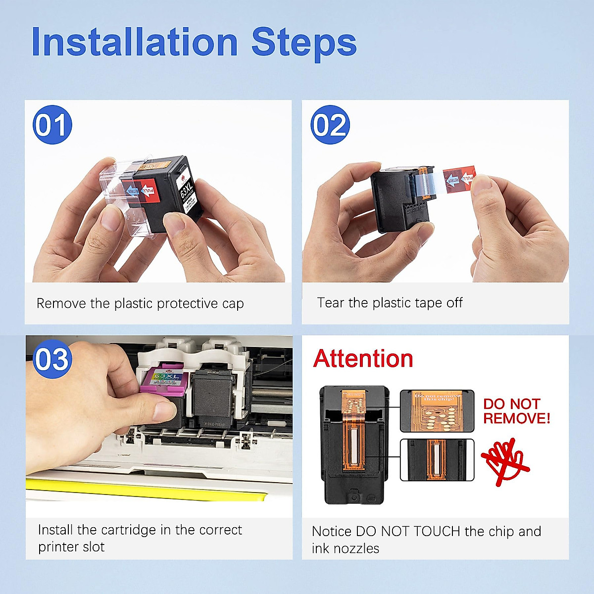 Toner Kingdom Remanufactured Ink Cartridge Replacement for HP 63XL Black Ink Cartridge for HP Officejet 3830 4650 5255 3832 Envy 4520 4512 4516 Deskjet 1112 3630 3634 3639 2132 Ink Printer (2 Black)