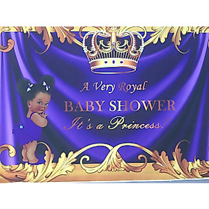 Mocsicka Baby Shower Backdrop Royal Little Princess Purple Crown Photography Background 7x5ft Vinyl Royal Purple Gold Baby Shower Party Banner Backdrops