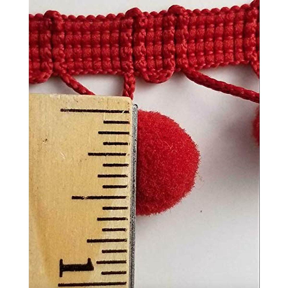 5/8" Pom Pom Polyester Ball Fringe - 12 Continuous Yards - Color Options! Made in USA! (Red)