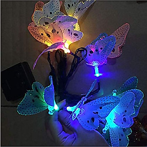 HGKFJH Solar 20 Light Fiber Butterfly Light Control LED Light String Lantern Garden Home Decoration Light