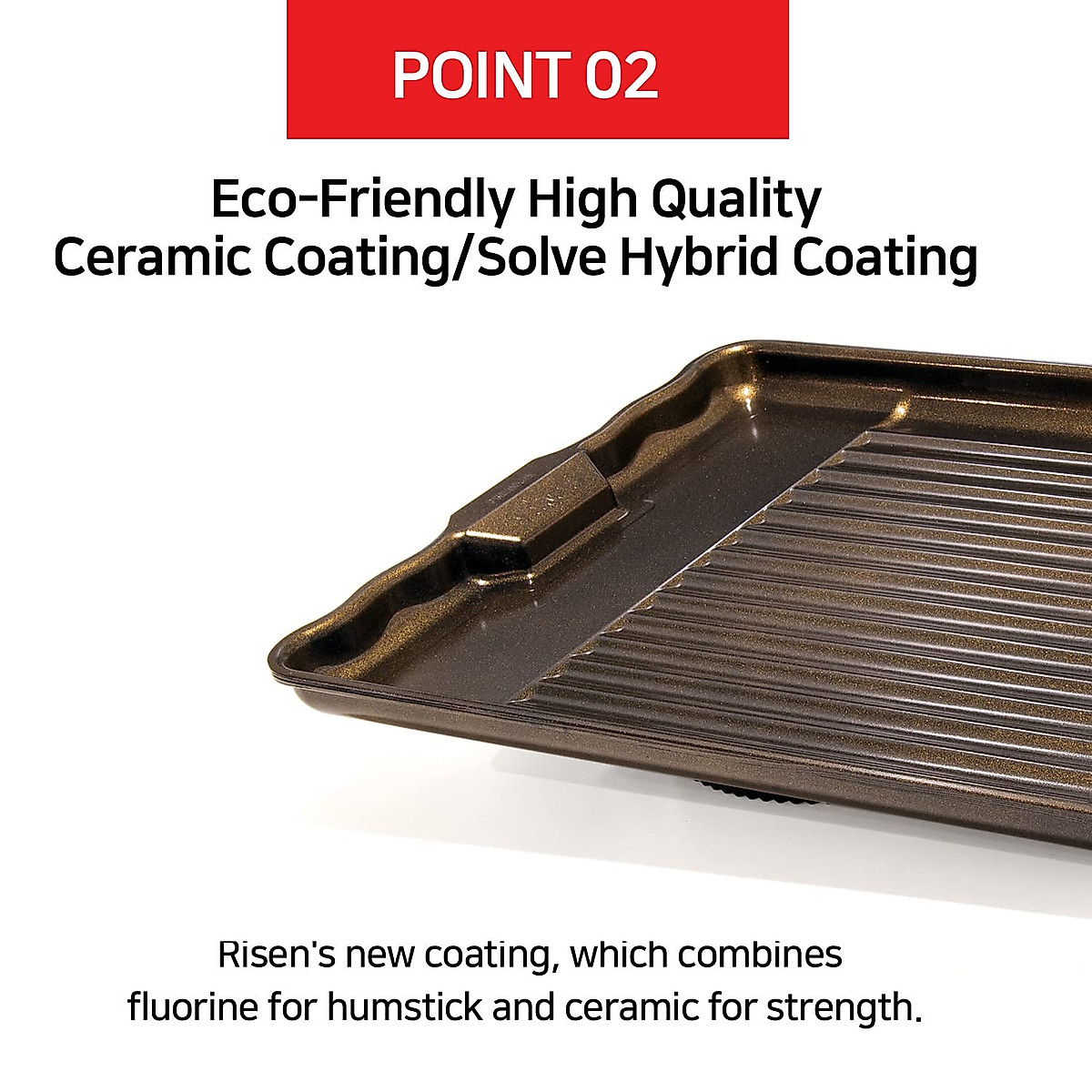 Letusto Premium Grill Plate Risen Pan W12 x16 x2.1inch- Korean BBQ Non-Stick Cookware with Double structure, Ceramic Coating/Solve Hybrid Coating (Wave)