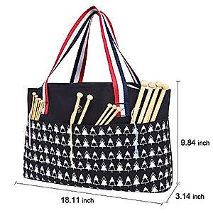 Crochet Bag Yarn Storage Tote, Knitting Bag Crochet Yarn Organizer Crochet Accessories and Supplies Crochet Bags and Totes,Black