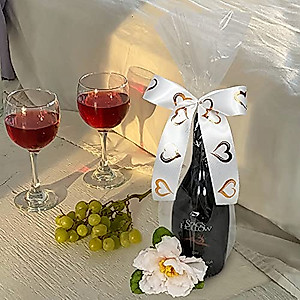 Morepack Clear Wine Bottle Gift Bags 100Pcs 8"x16"+4" Flat Bottom Cellophane Bags