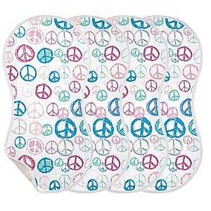 vvfelixl Baby Burp Cloths Peace Sign Baby Newborn Cotton Burping Cloths Set Baby Washcloths 4 Pack