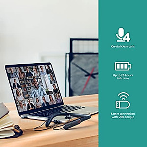 Philips N7506 Neckband PC Headphones with Noise Canceling Mics for Clear Conference Calls, Bluetooth Multipoint, Black (TAN7506BK/00)