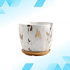 ARTIBETTER 1pc White Fairy Gardening Plant Orchid Succulent Plants Bonsai Planter Holder Cactus Modern Retro Pot: Supply Office Saucers Pots Marbling Vase Flowerpot Ceramic for Pot