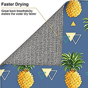 gold pineapple background Printed Drying Mat For Kitchen Ultra Absorbent Microfiber Dishes Drainer Mats Non-Slip Silicone Quick Dry Pad - 18 X 16inch