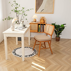 Eiury Kitchen Chair Cushions with Ties - High Density Sponge Seat Cushion and Dining Room Chair Pad 17 X 16.5 Inches Non Slip Rubber Back Seat Cover Machine Washable Set of 4 Beige